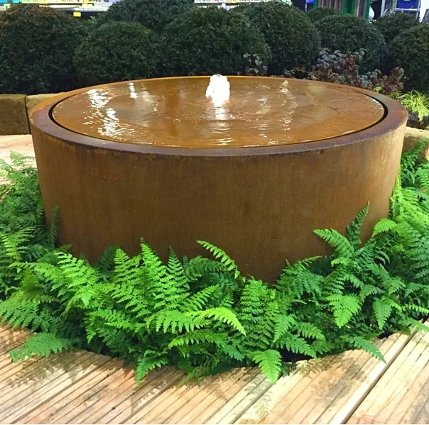 Garden Sculptures Metal Waterfall Black Steel Water Table square ...