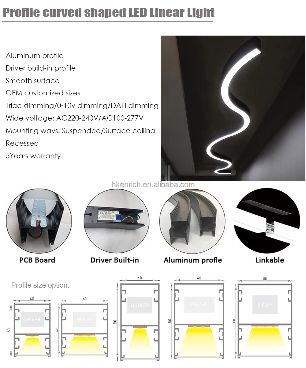 Continuous LED Curved Profile Light Extrusion Aluminum