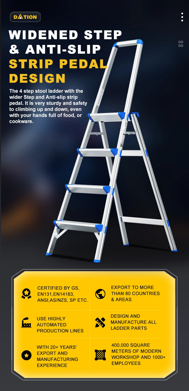 Aluminum Muiti-purpose Ladder With Long Handrail Foldable Non-slip Feet ...