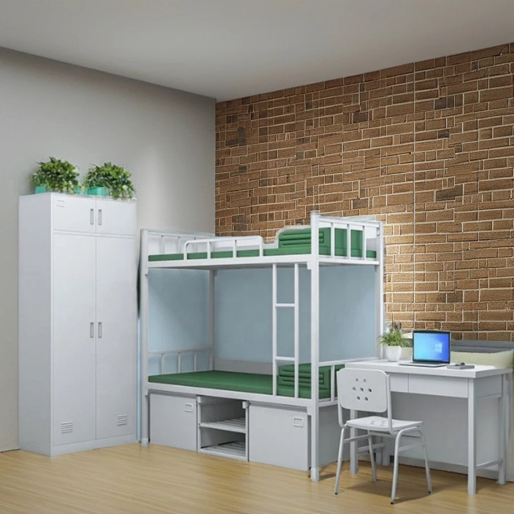 Factory School Dormitory Furniture Set Double Metal Loft Bed With ...