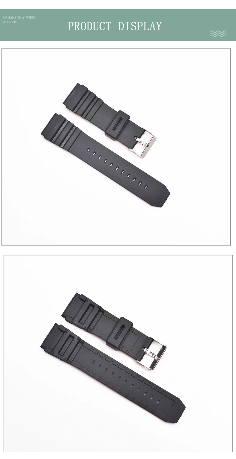 Sport Style Black PU Plastic Watch Bracelet Silicone Watch Strap for 18 ...