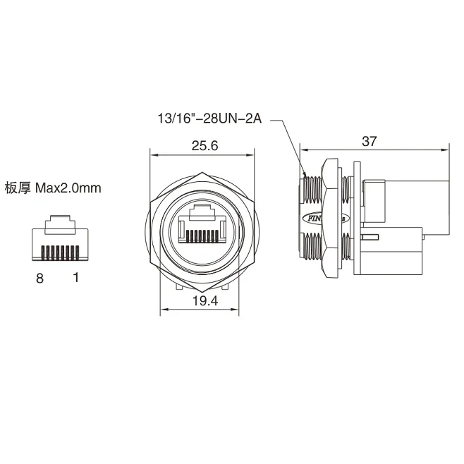 Finecables Waterproof Rj45 8p8c Panel Mount Rj 45 Female Socket ...