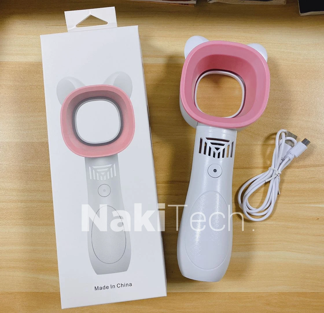 2022 Summer Cute Cat Ear Fan Bladeless Handheld Usb Rechargeable ...