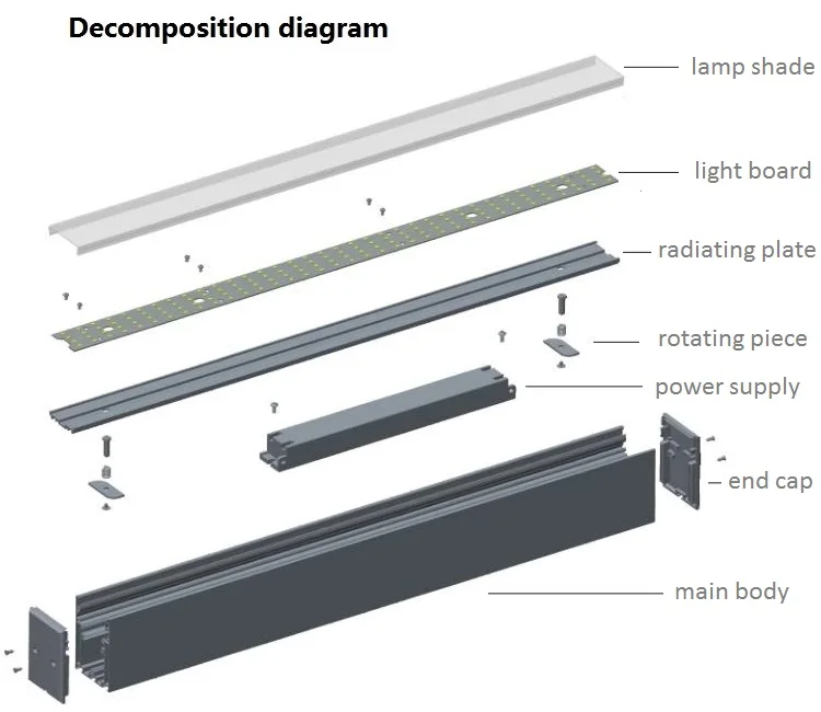 Aluminum Profile Linear Fixtures 4ft 40w for Home Office
