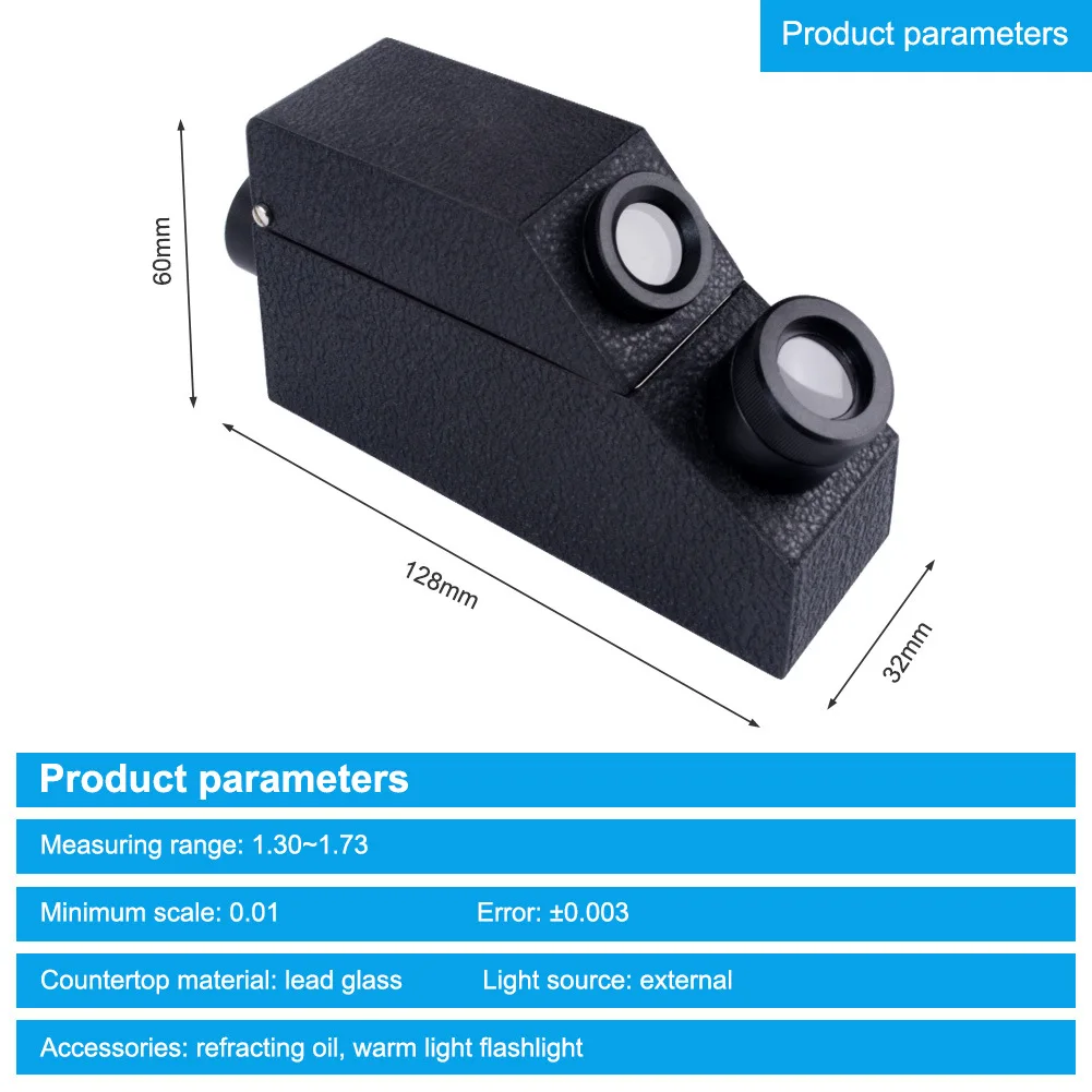 Gem Refractometer with Built-in LED Light - Precision Testing