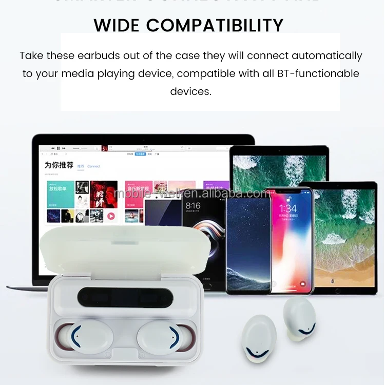 F9 in-Ear Headphones - HD Wireless Stereo with LED Display