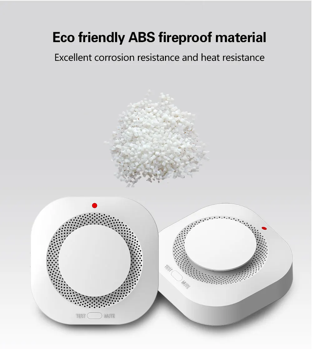 Battery Home Fire Sensor With Home Security Wireless Smart Smoke Alarm ...