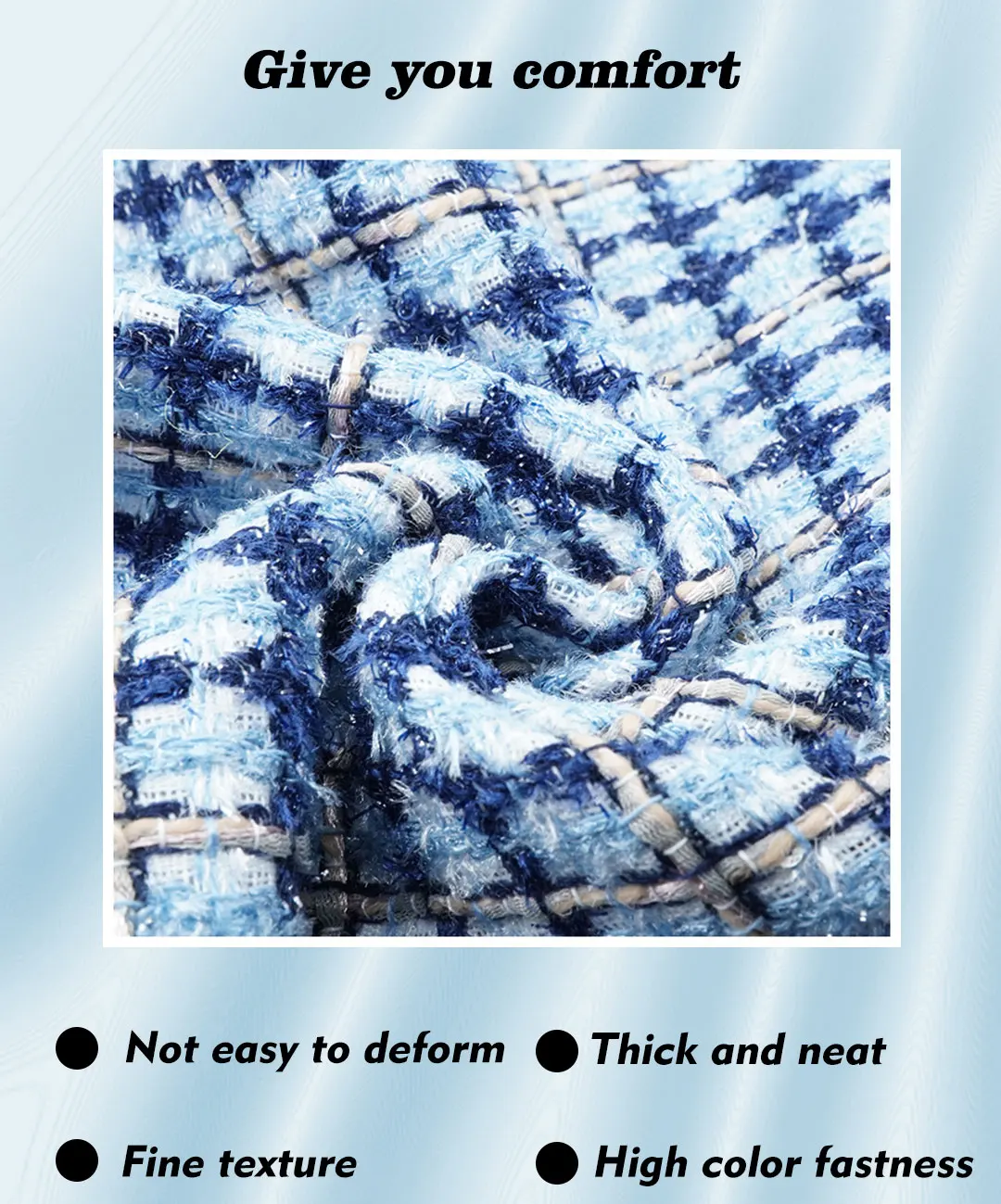 High Quality Twill Tweed Fabric Women Garment Polyester Woven Tweed ...