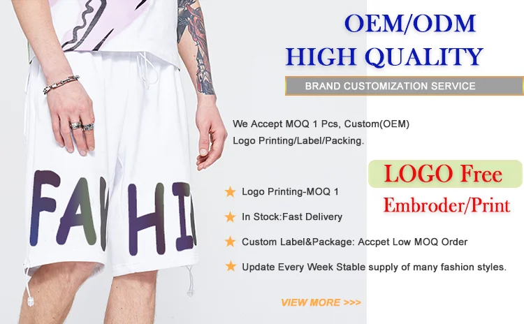 Custom Mens Streetwear Vintage Denim Shorts Casual Emboossed Logo Baggy ...