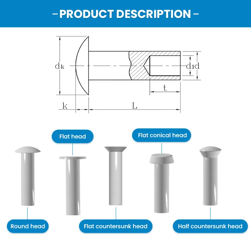 Customized Brass Rivet Double Countersunk Head Male and Female Rivets ...