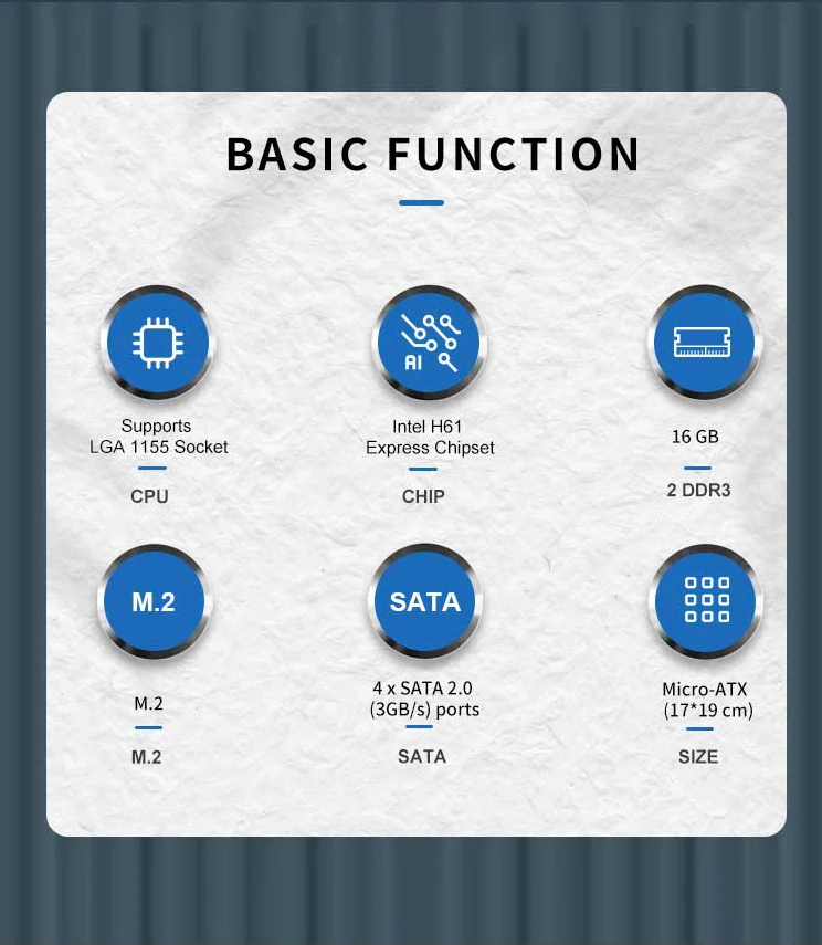 High Quality Motherboard Mother Boards H61 Ddr3 Lga 1155 For Pc Double ...