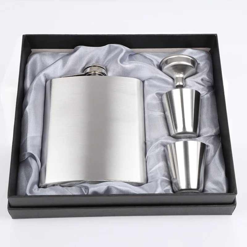 6oz 7oz 8oz Stainless Steel Hip Flask Set Men Gift Set with Shot ...