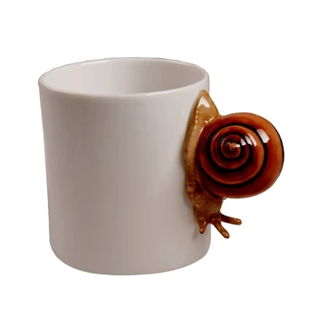 Creative Beige Escargot Animal 3d Snail Handle Stoneware Tea Cup Blank ...