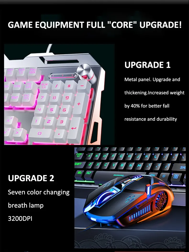 RGB Wired Gaming Keyboard & Mouse Combo - LED Lighting