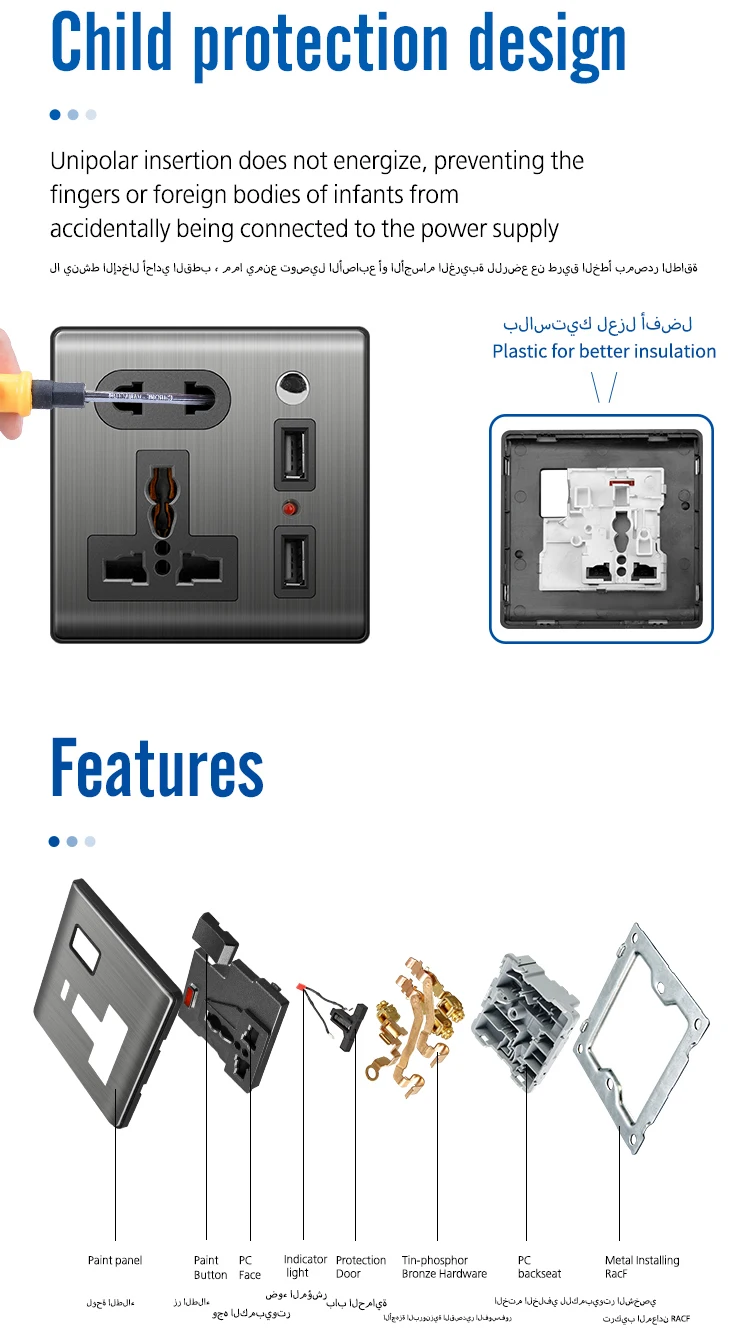 British Standard Double 3 Pin Mf Socket With 2 Usb Pd Wholesale - Buy ...