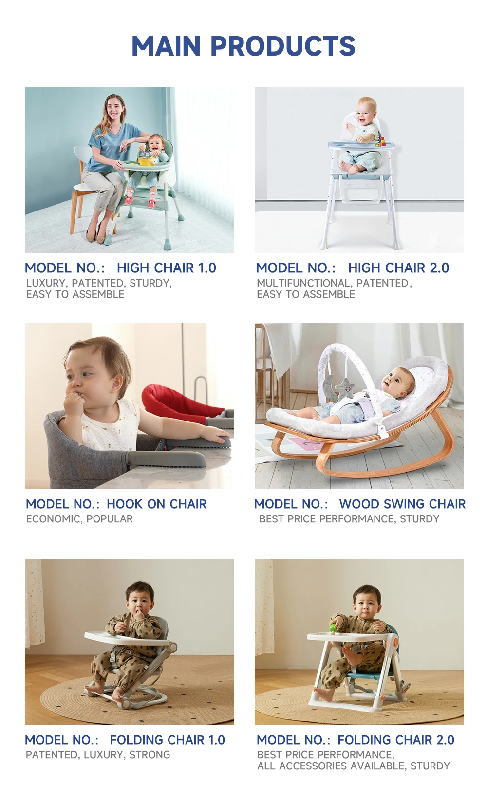 Portable Baby Feeding Chair - Foldable & Movable High Chair