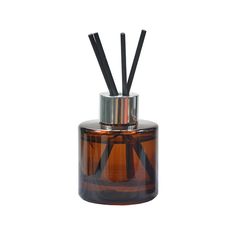 Empty Amber Round 50ml air Freshening Aromatherapy Scented Aroma Reed Glass Bottle Reed Diffuser ...
