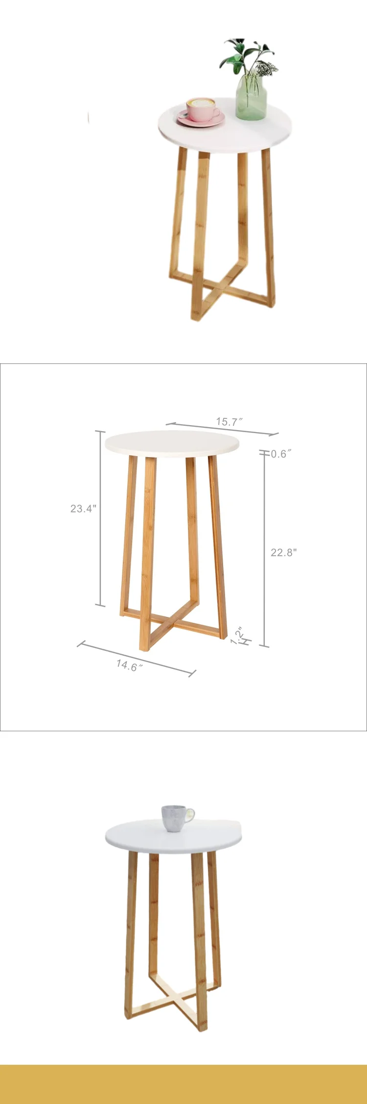 Modern Bedside Table Round Edge Table Bamboo Home Furniture Carton ...