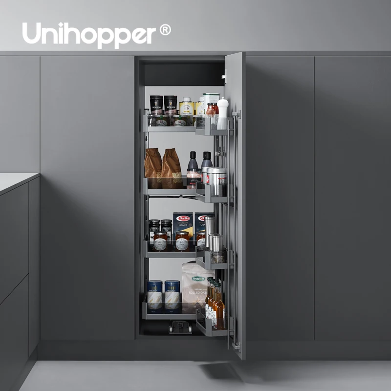 Unihopper Soft Closing Glass Swivel Pull Out Pantry Organizer