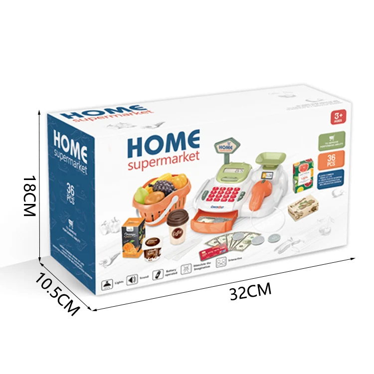 Kids Plastic Pretend Play Set Cashier Supermarket Store Toy Cashier Toy ...