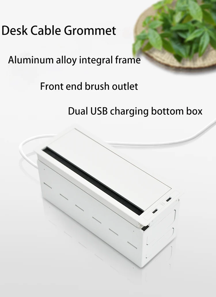 Office Workstation Wire Box - Aluminium Cable Entry Cover