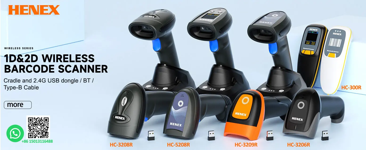 Henex Handheld Bluetooth Barcode Scanner Qr Code Pdf417 2d Barcode ...