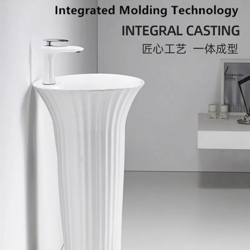 Modern Type Column Cylindrical Pedestal Bathroom Hand Wash Basin White ...