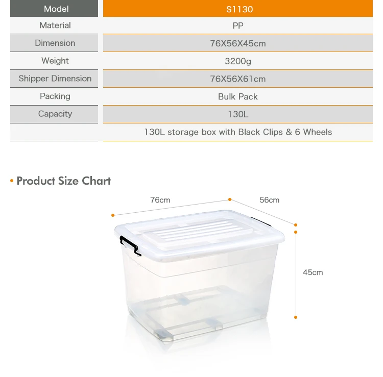 Customized High Quality 130l Plastic Transparent Storage Box - Buy 130l Plastic Storage Box ...