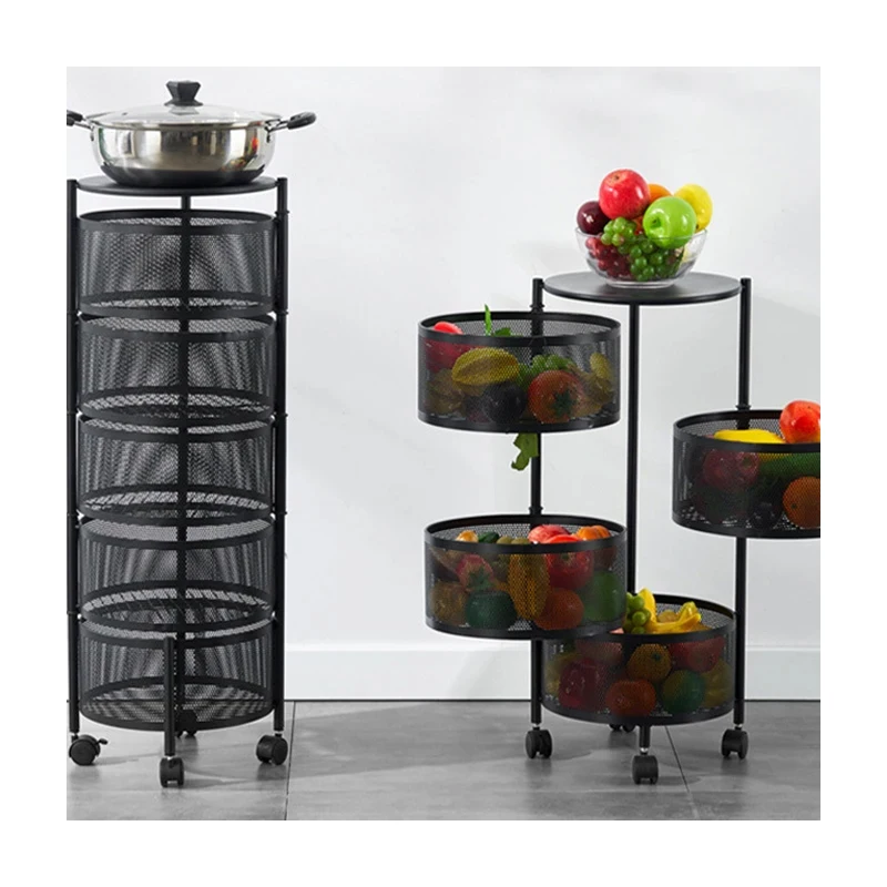 Multi-layer Iron Tool Rack Folding Vegetable Fruit Rotatable Storage ...