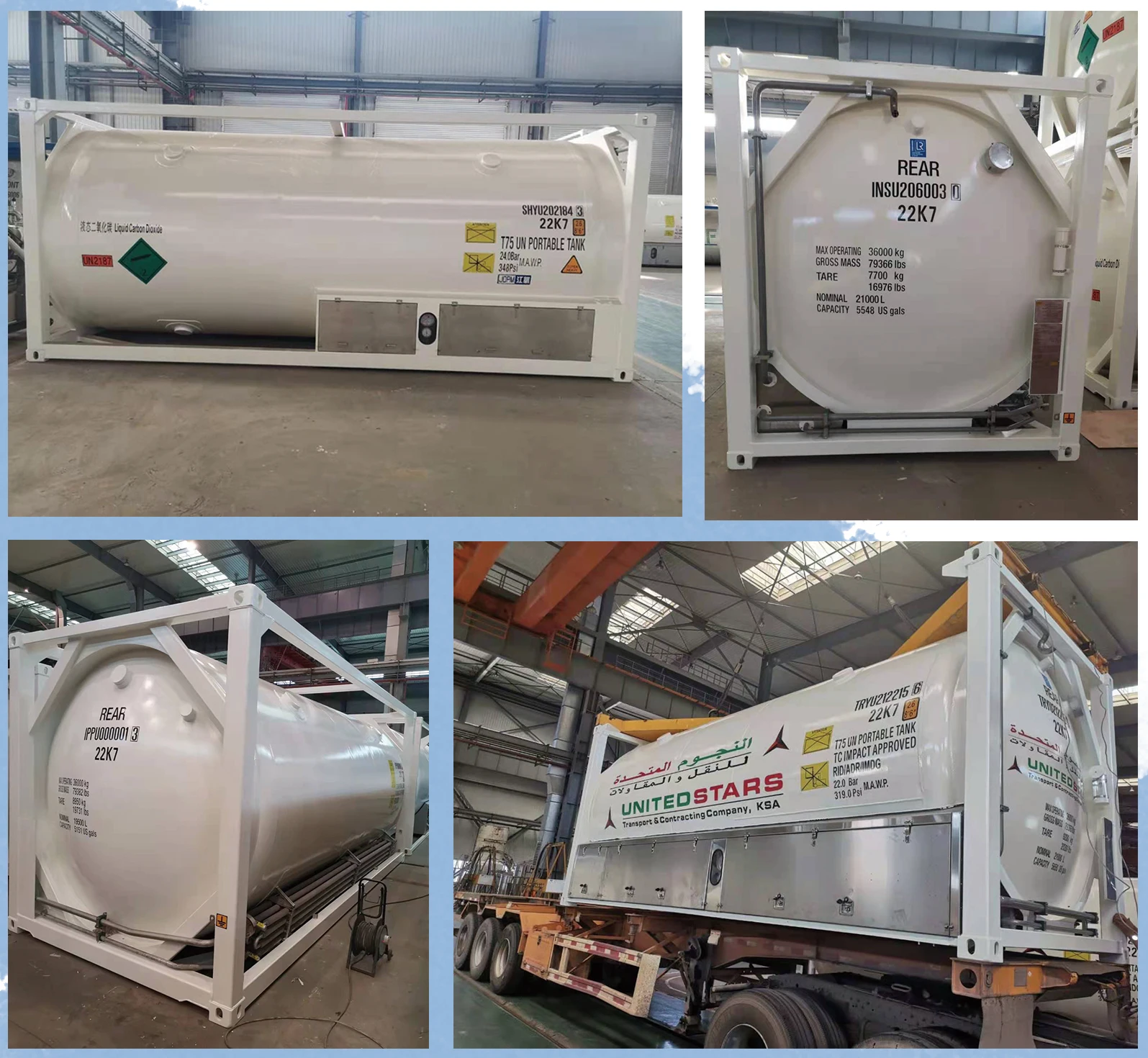 Asme Iso T75 Tank Container LCO2 Cryogenic Iso Tank 20ft