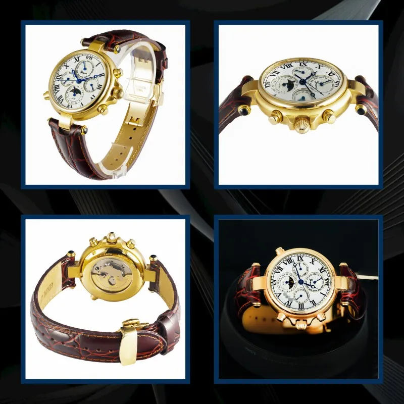 Vintage Mechanical Men's Watch Perspective Watch Back Leather Watches ...