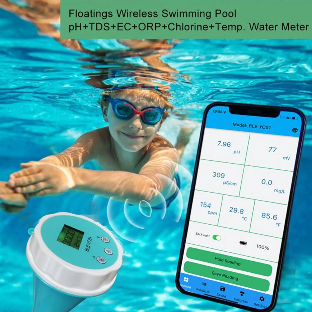 Swimming Pool Floating Orp Meter For Hot Tub Spa Water Bluetooth Pool ...