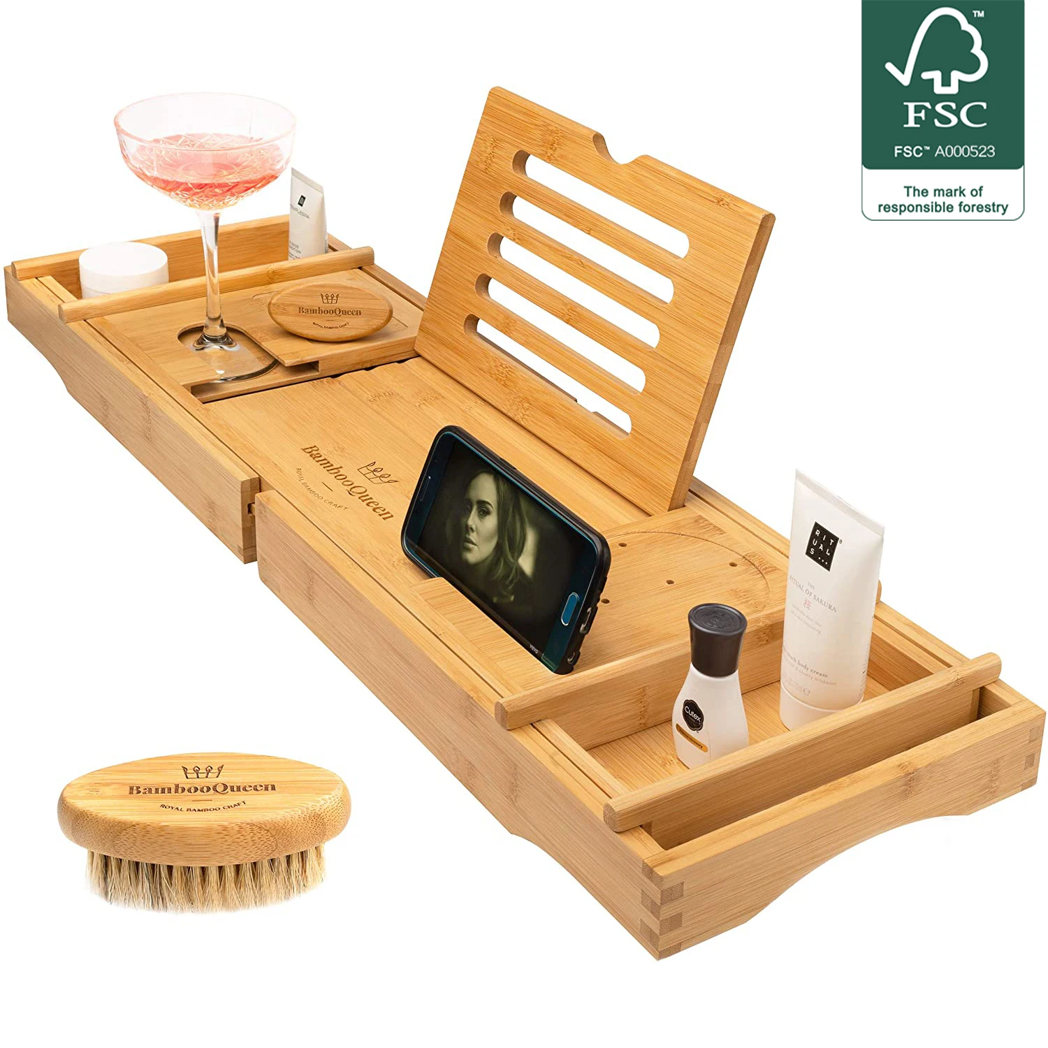 YCZM Hottest Eco-friendly Expandable Bamboo Bathtub Caddy Bath Bathroom ...