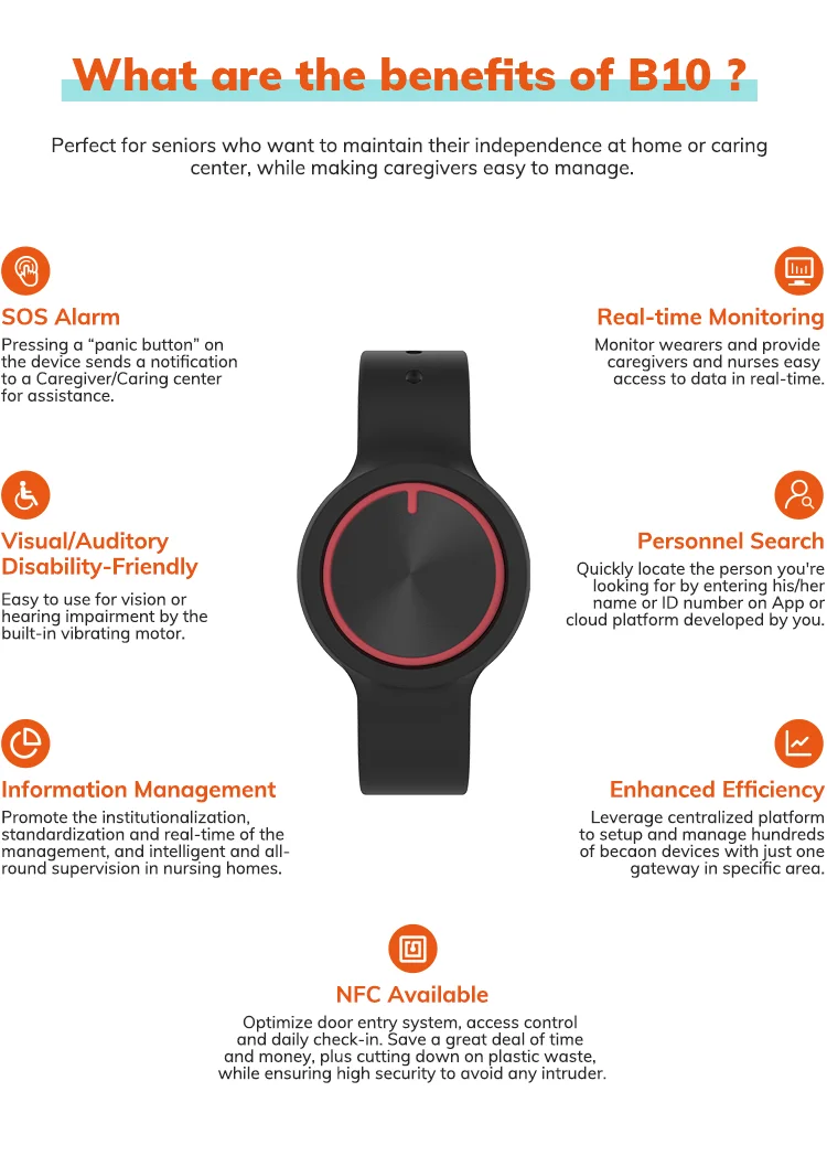 B10 Iot Bluetooth Medical Device - Elderly Wristband Alarm