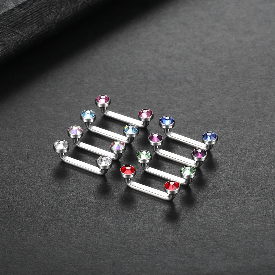Implant Grade Titanium Internally Thread Crystal Gem Surface Barbell ...