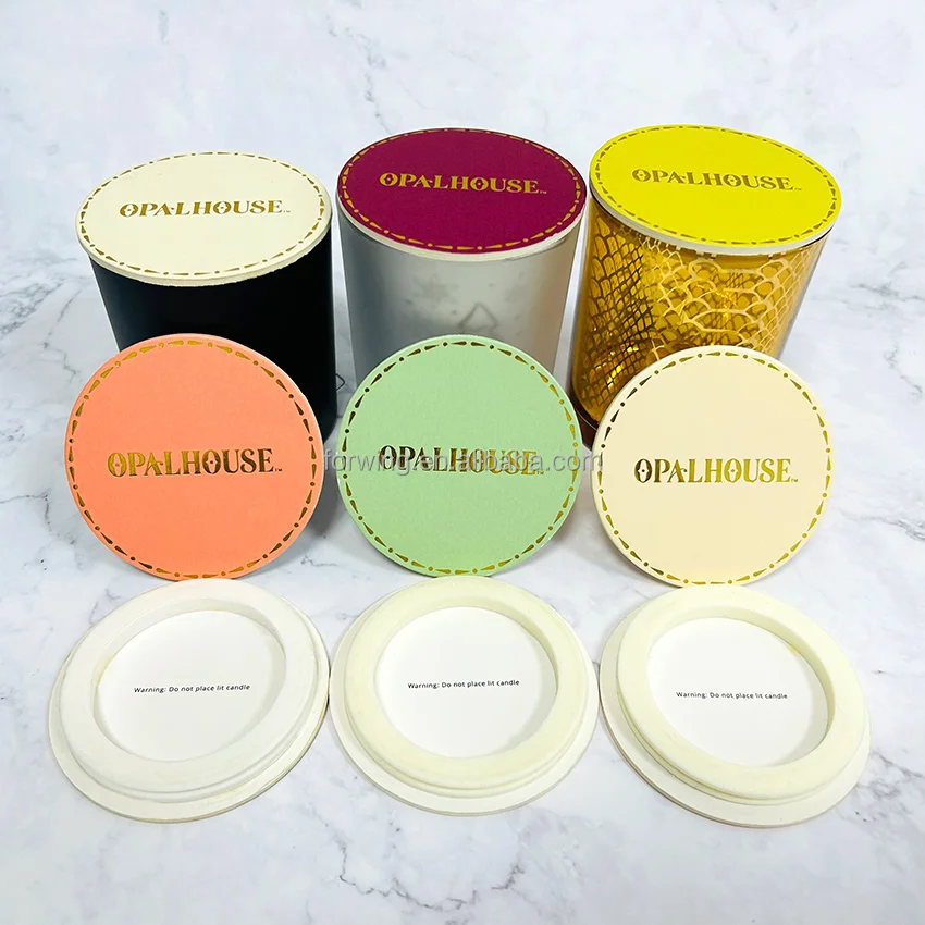 Custom Cardboard Candle Jar Lids with Printed Paper Cover
