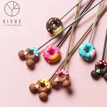 Cute Cartoon Coffee Stirrers Glass Drink Swizzle Cocktail Stainless ...