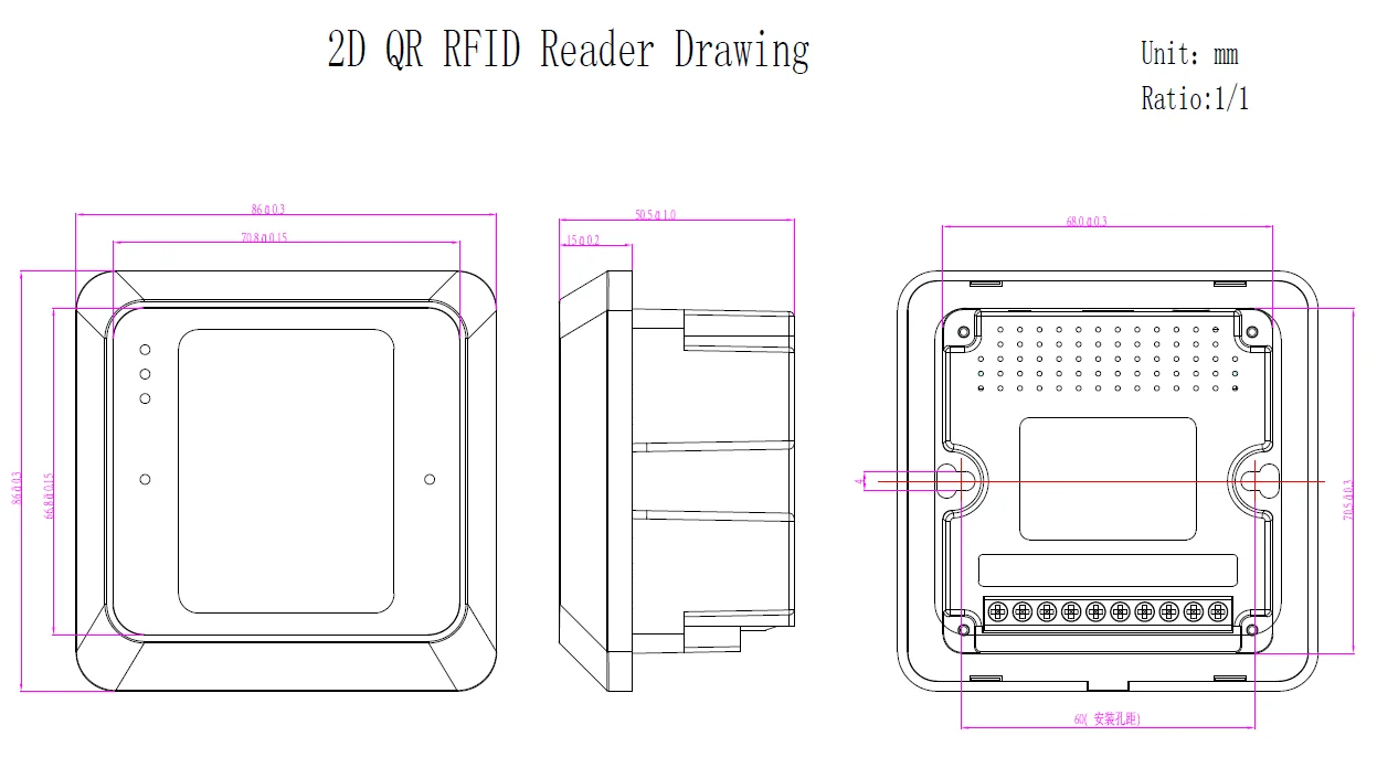 Rs485 Usb Wiegand 1d 2d Qr + Nfc Rfid 13.56mhz Card Reader With Ce Iso ...