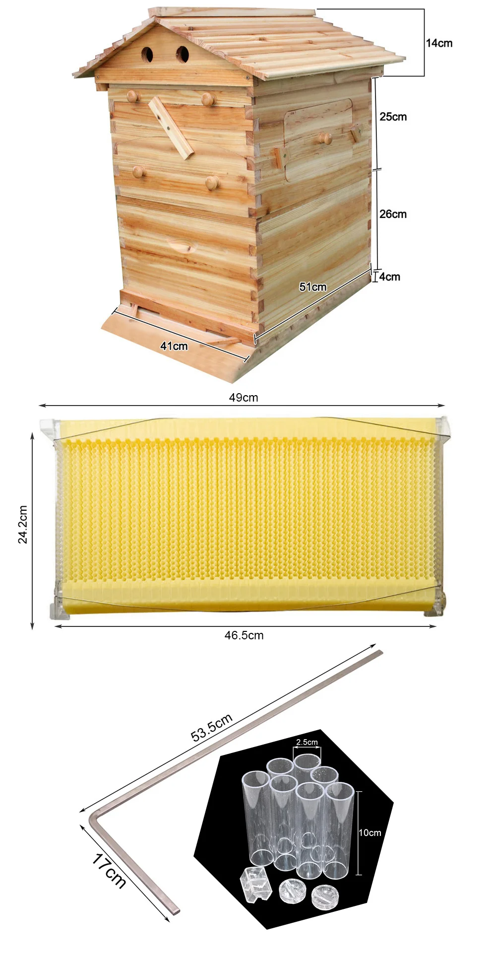 Chinese Wax-Coated Cedar Auto-Flowing Beehive & 7 Frames - Complete ...