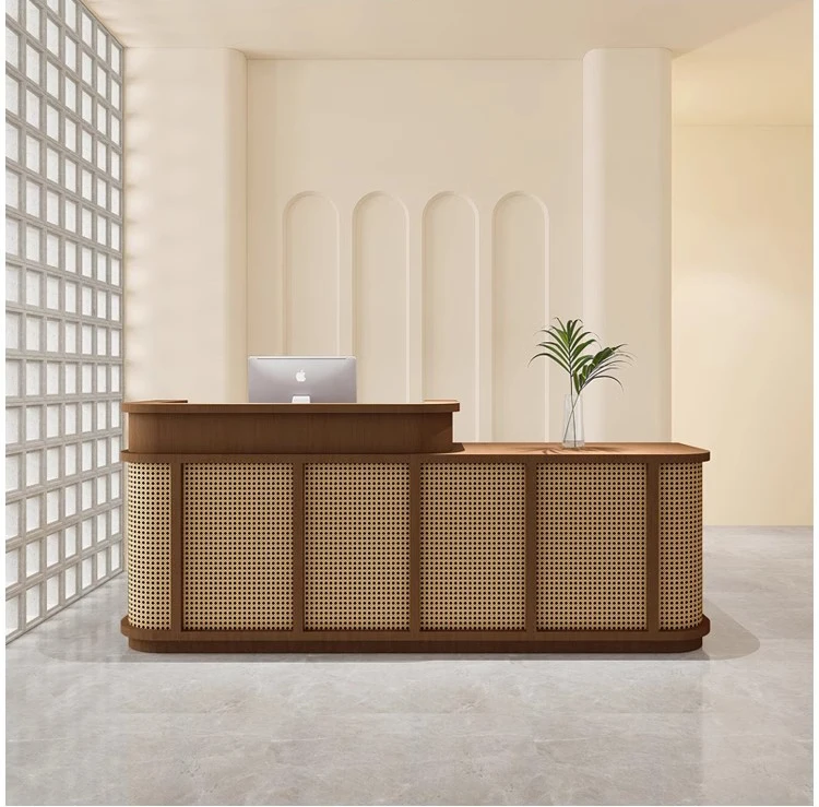 New Classic Furniture Bamboo Reception Desk - Retro Style