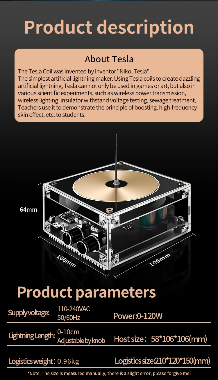 For Tesla Coil Speaker Bt-compatible Music High Power Voltage Pulse ...