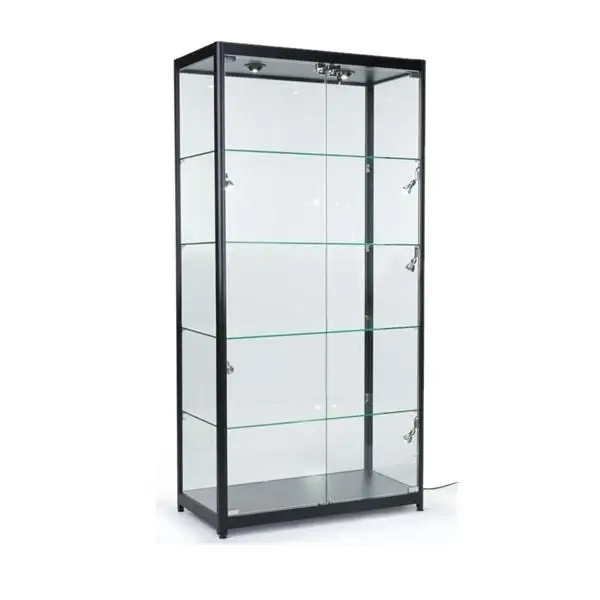 Full Vision Glass Showcase With Multilayer Adjustable Glass Shelves ...