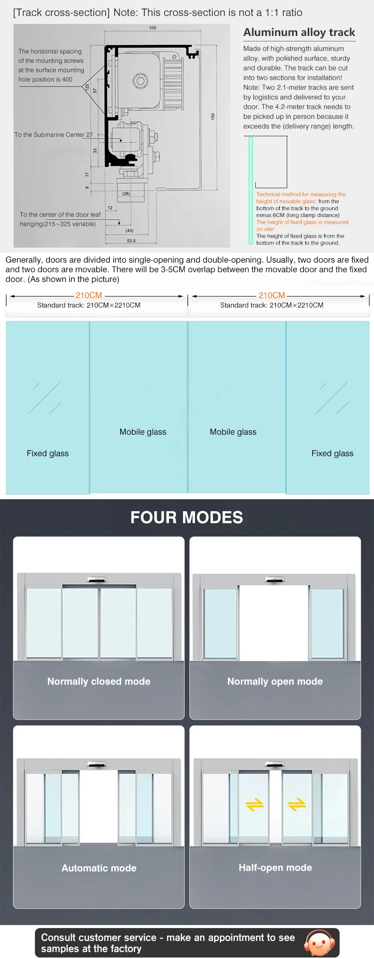 Frameless Glass Sliding Door - Smart Sensor Automatic System