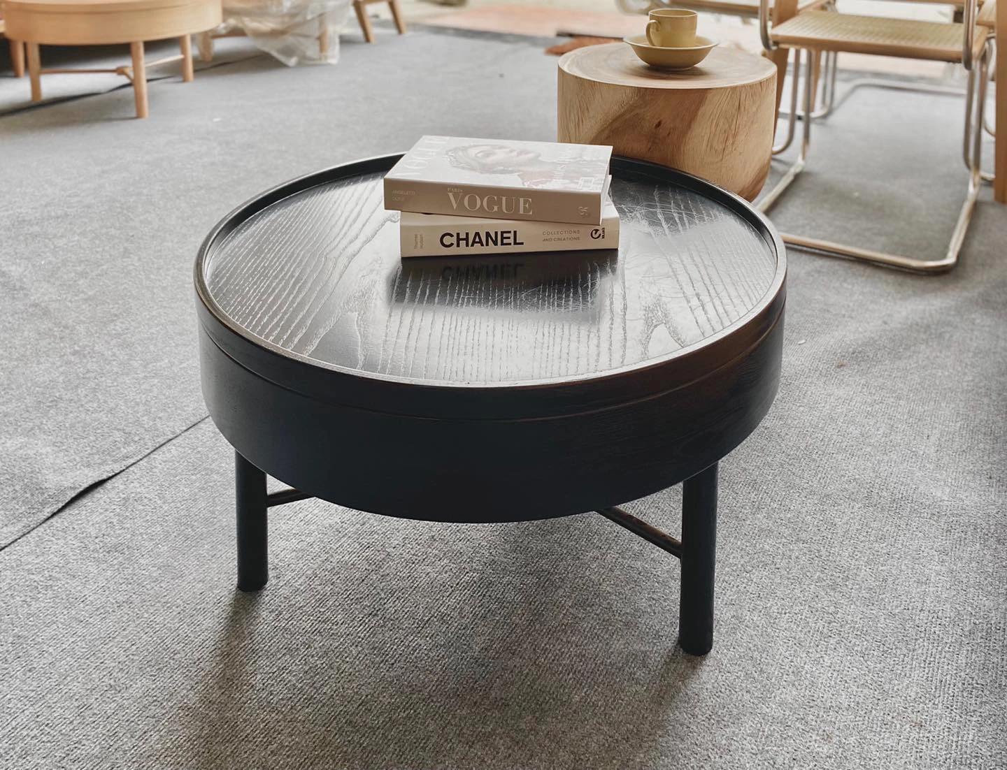 Manufacture Direct Price Swivel Natural Wood Round Coffee Table ...