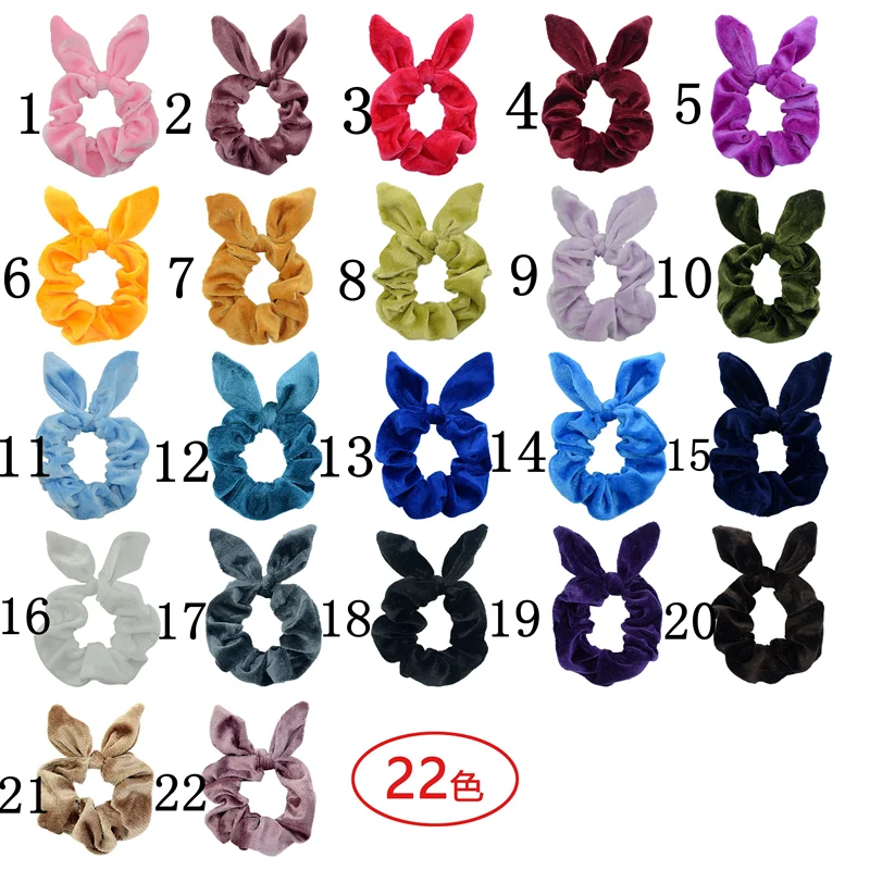 Custom Velvet Rabbit Ear Scrunchy Elastics Hair Bow Ponytail Holder ...