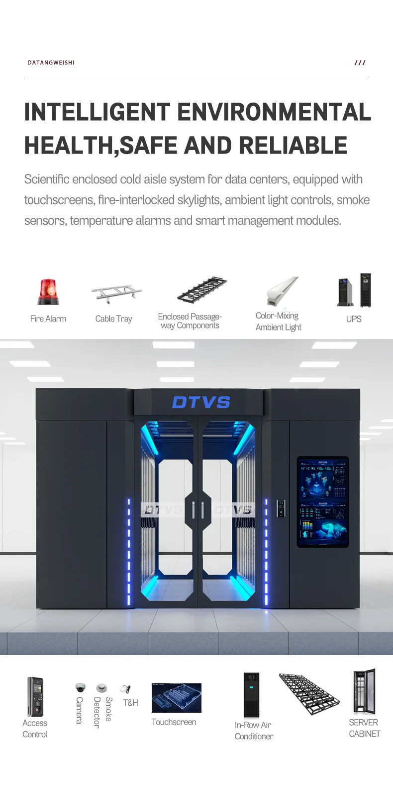 DTVS 19 Inch 42U Modular Data Center Cold Aisle Containment with DEMS ...