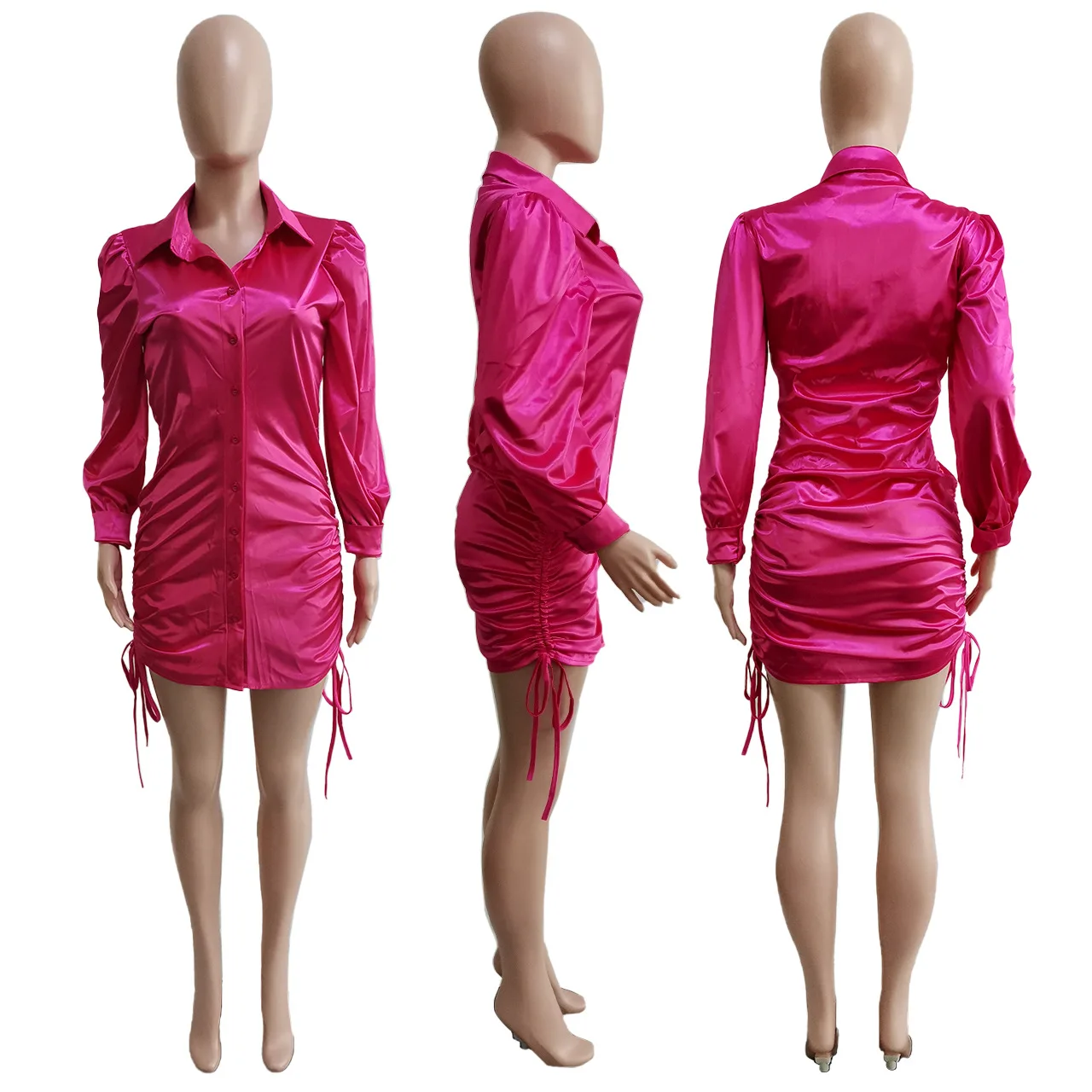 New Woman Sexy Y2k 2023 Party Club Bodycon Dress Fashion Ruched Tie ...