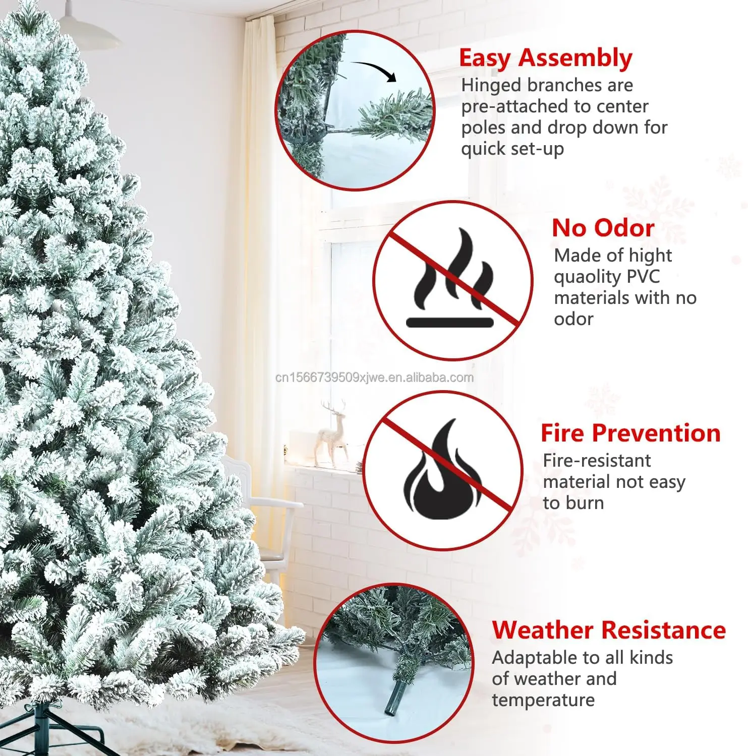 Quality Snow Flocked Artificial Xmas Tree Luxury 180cm 6FT Livingston ...