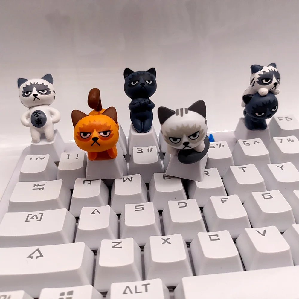 Unhappy Cute Cats Artisan Pbt Mechanical Keyboard Single Diy Keycaps ...