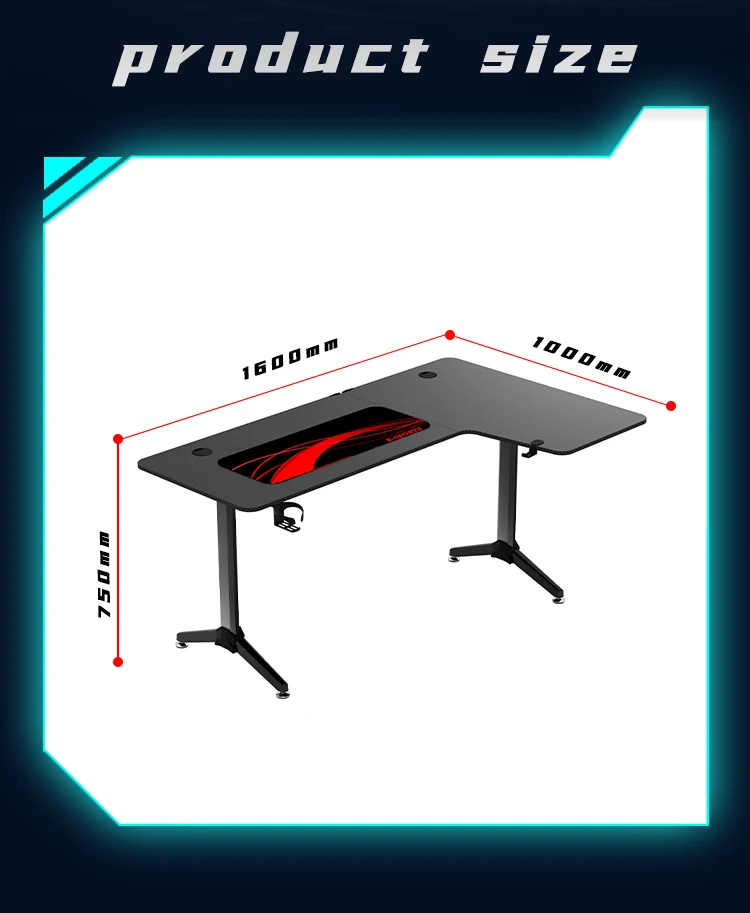Rgb Lighting Large L Shaped Corner Gaming Desk Best Computer Computer ...